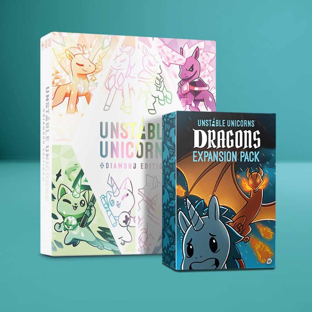 Unstable Unicorns: Diamond Edition: Base Game + Dragons Expansion Bund – TeeTurtle