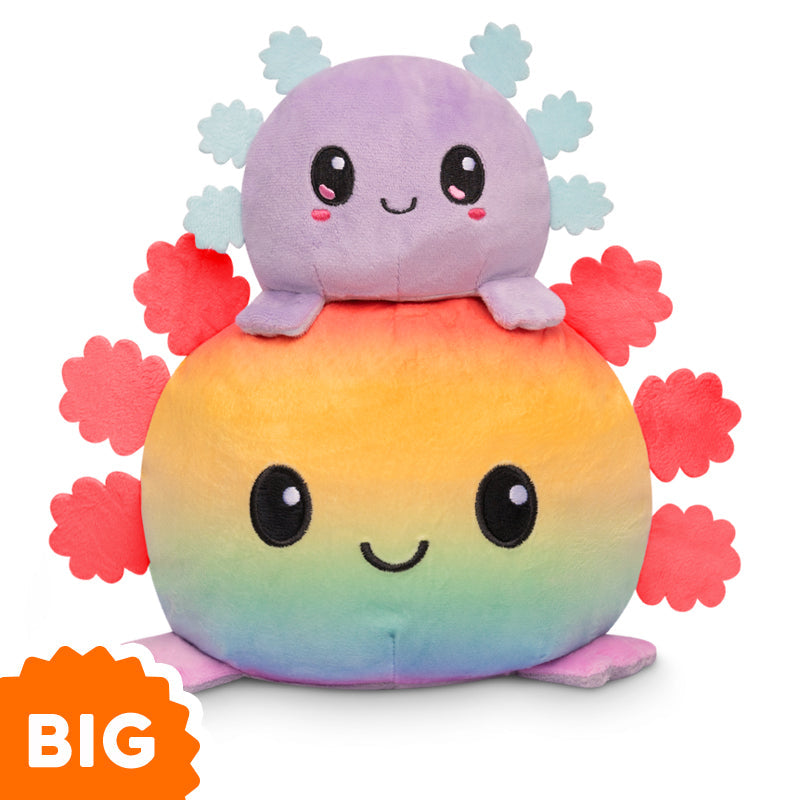 TeeTurtle Big Reversible Axolotl Plushie (Rainbow + Light Purple)