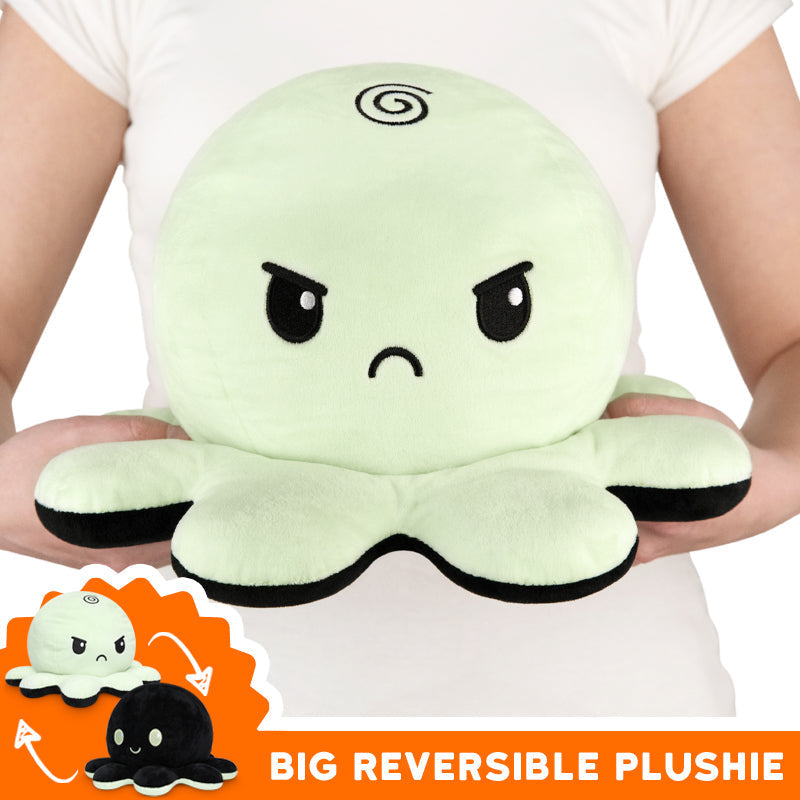 TeeTurtle Big Reversible Octopus Plushie (Green Glow + Black)