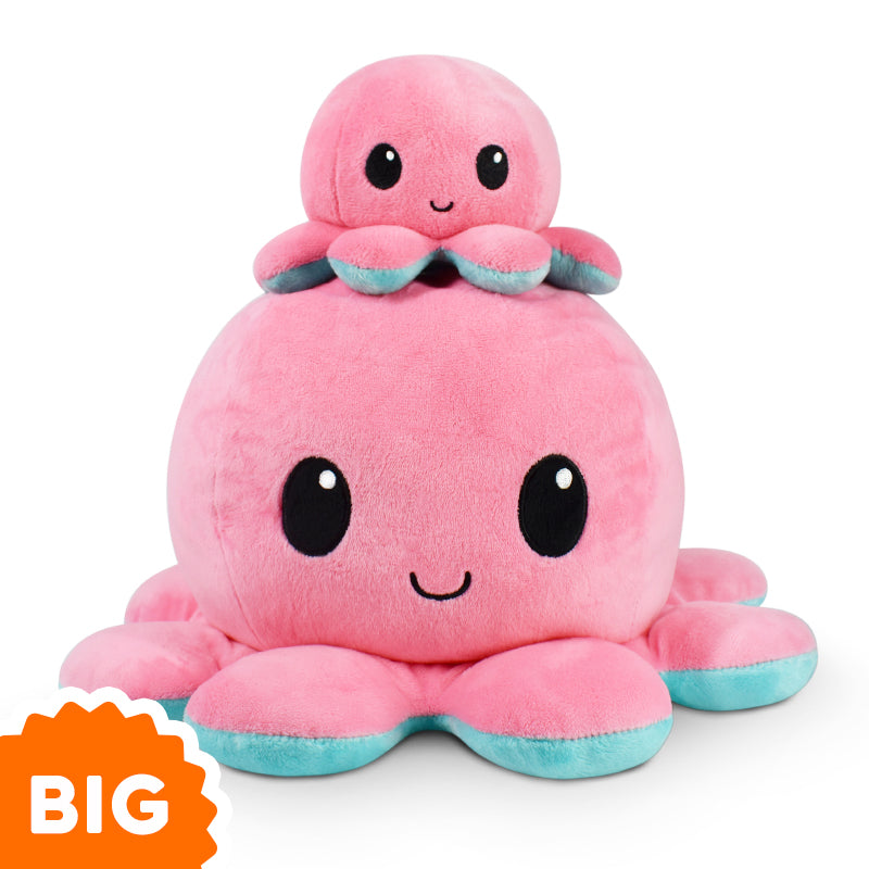TeeTurtle Big Reversible Octopus Plushie (Aqua + Pink)