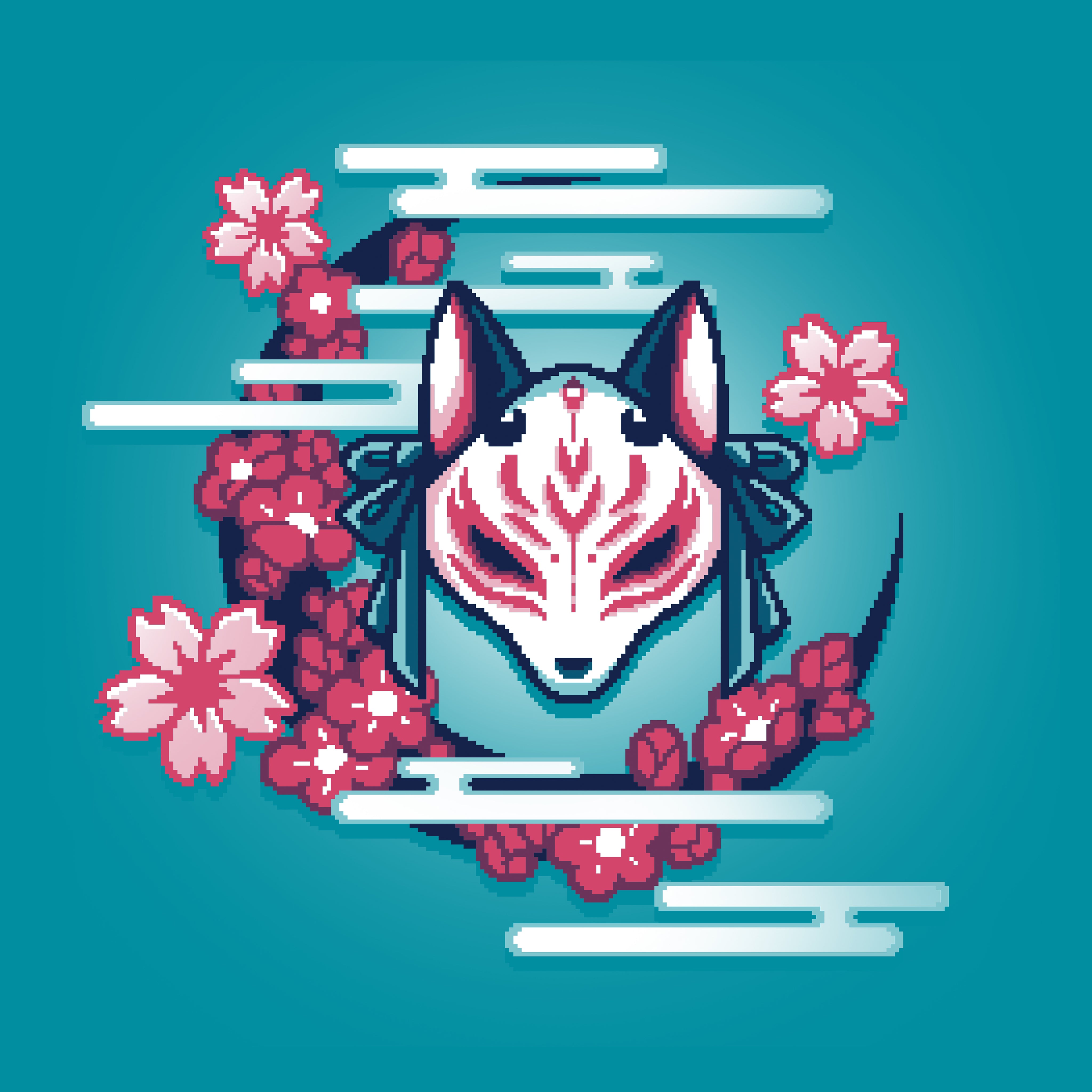 Kitsune Mask Pixel Art – TeeTurtle