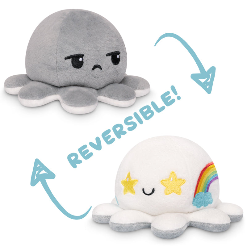 TeeTurtle Reversible Octopus Plushie (Gray + White Sparkle)
