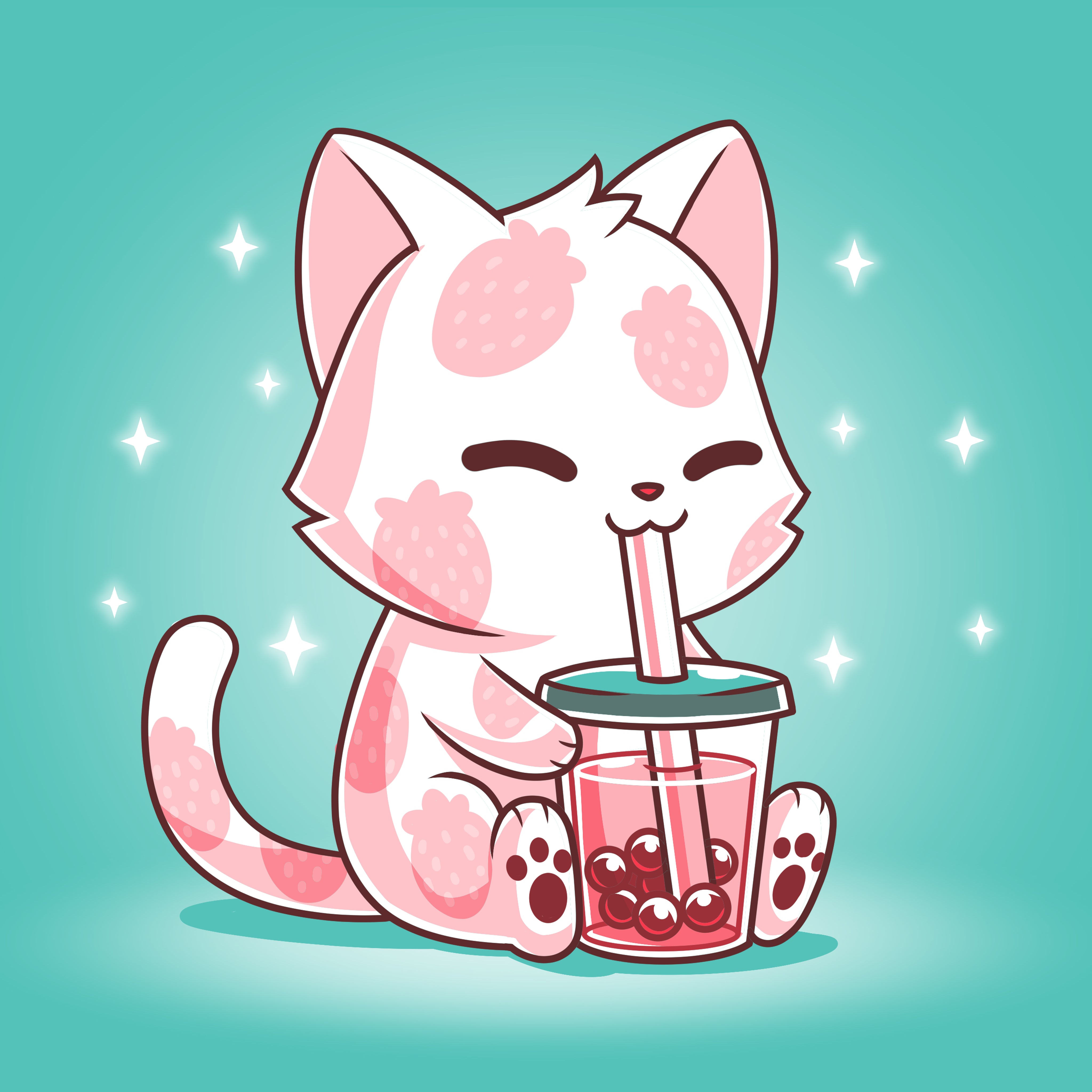 Strawberry Boba Cat | Funny, cute & nerdy t-shirts – TeeTurtle